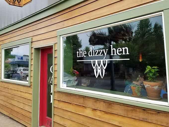 That red door isn't just an entrance, it's a portal to some seriously creative morning fuel in Philomath.