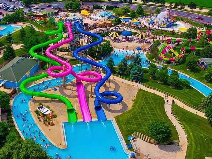 From above, it looks like a rainbow exploded and decided to become the world's most fun playground.