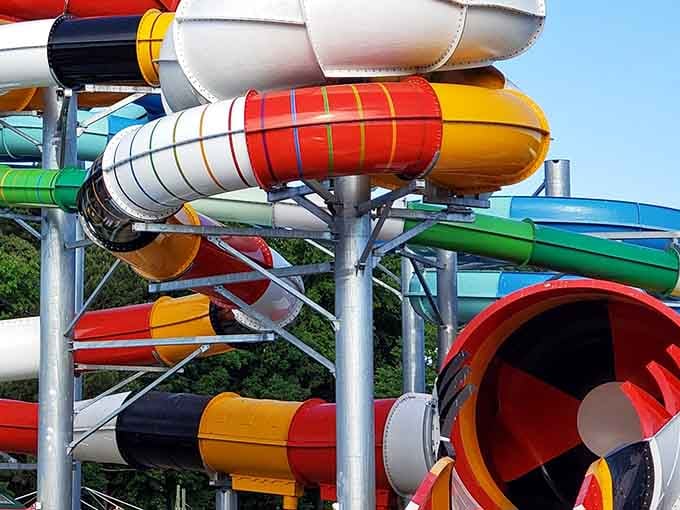 Those twisting, turning slides aren't just colorful, they're your ticket to feeling like a kid again.