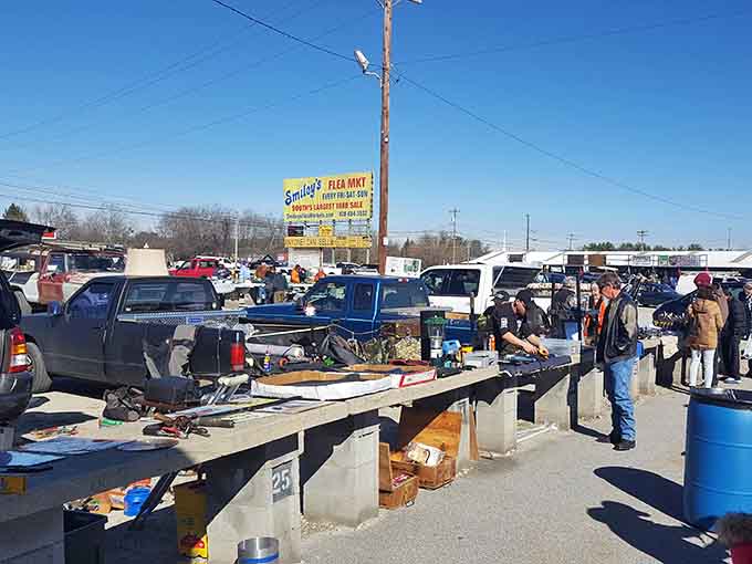 The outdoor market sprawls like a treasure hunter's dream, where every table promises something you didn't know you needed.