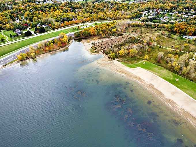 That sweeping curve of sand looks like Ohio borrowed a piece of coastline and dropped it inland.