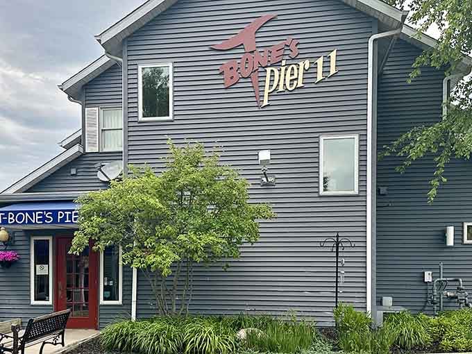 That blue-gray exterior isn't just charming, it's your first hint that something special awaits inside.