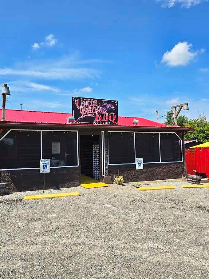That bright red roof isn't just catching sunlight, it's broadcasting a beacon to barbecue lovers across central Ohio.