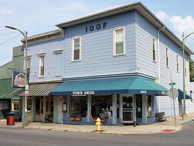 The building stands as proof that small-town corner stores with genuine character haven't completely vanished yet.