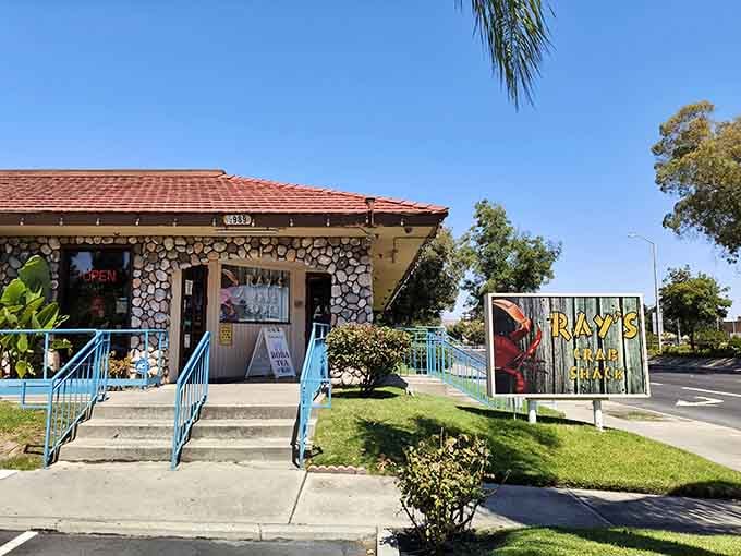 That stone facade and those cheerful blue railings are your first clue that something special awaits inside this Newark treasure.