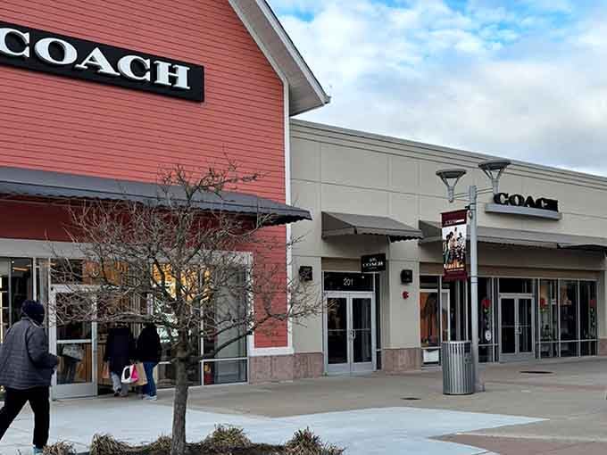 The Coach store beckons with those signature leather goods that somehow make fiscal responsibility seem overrated.