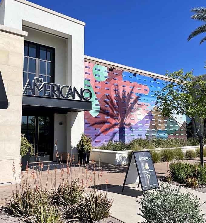 That colorful exterior isn't just eye candy, it's a promise that something special awaits inside this modern desert oasis.