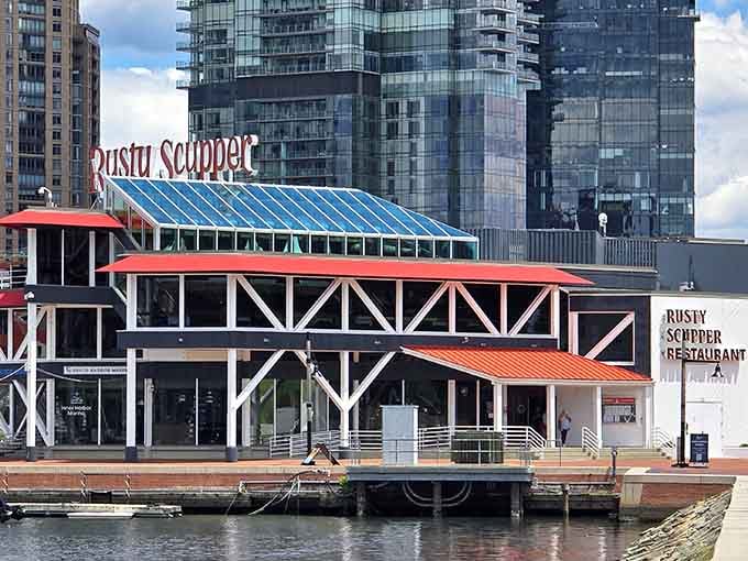 The Rusty Scupper sits waterside like it's been waiting all day just for you to arrive.