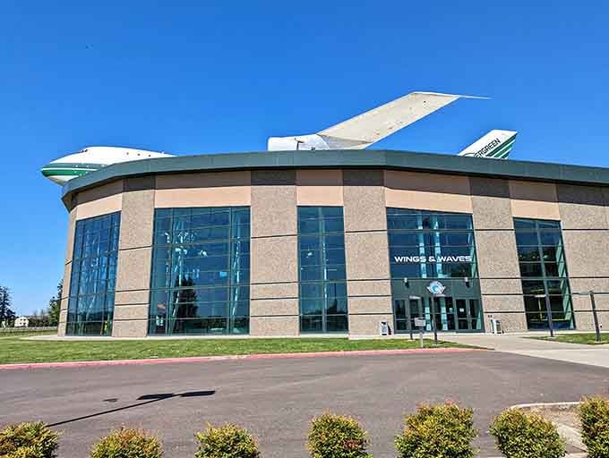 That's not a mirage on the horizon, that's an actual 747 sitting on top of a waterpark building.