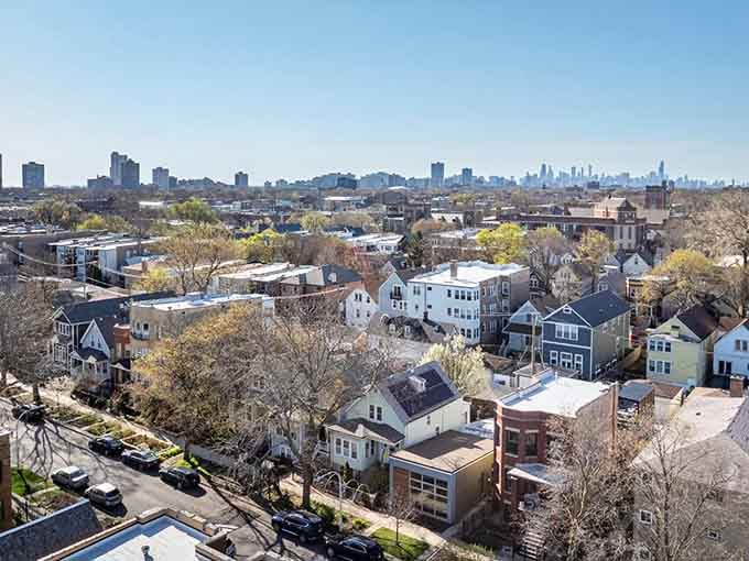 The Chicago skyline watches over Andersonville like a proud parent who finally approves of your life choices.