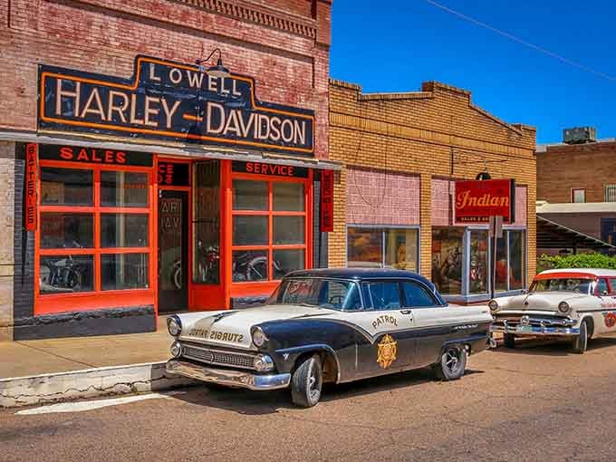 That Harley-Davidson dealership with its blazing orange trim looks ready to sell you a motorcycle your grandkids will inherit.