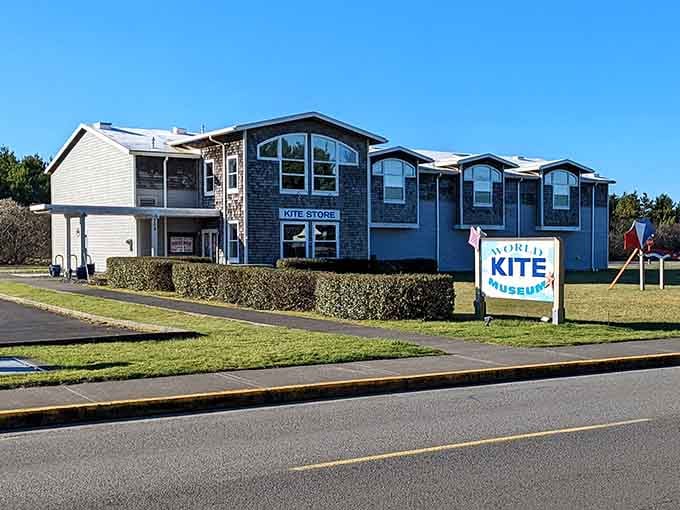 The blue building housing North America's only kite museum stands ready to blow your mind with flying wonders.