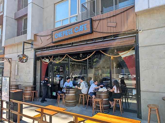 Those barrel seats and nautical vibes outside make you feel like you've already set sail before ordering.