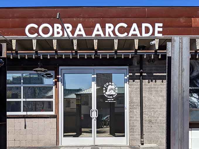 That bold signage isn't just a name, it's a promise of pixelated paradise waiting inside.