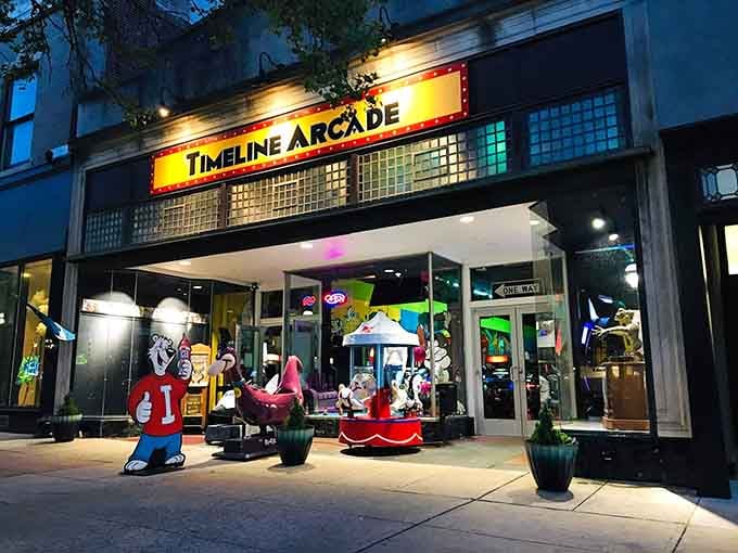 Classic arcade characters standing guard outside like bouncers at the coolest club in town.
