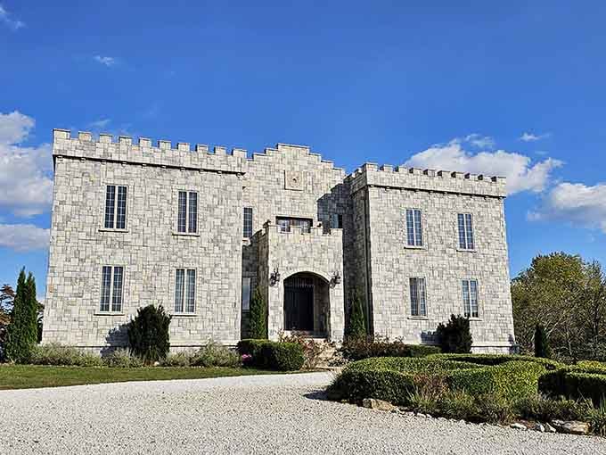 Perfect blue skies frame this medieval marvel, proving that sometimes the best European vacation is right in your backyard.