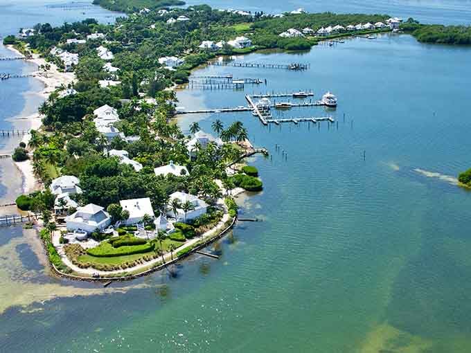 From above, Useppa Island looks like someone carefully arranged paradise in the middle of Pine Island Sound.