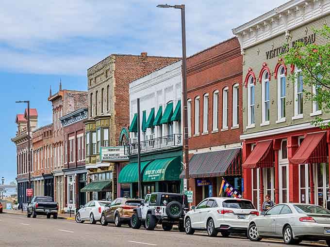 Downtown Paducah's historic storefronts look like a movie set, except the coffee inside is actually good and nobody yells "cut."