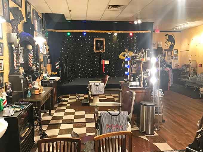 That checkered floor and vintage barber chairs transport you straight to 1955, when haircuts came with stories.