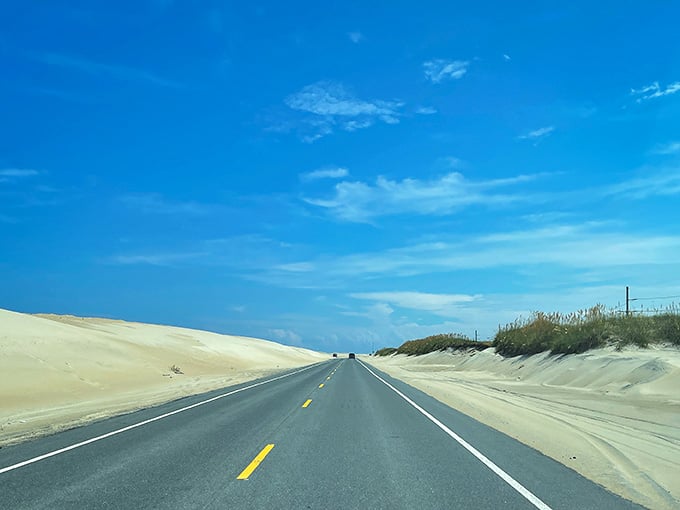 Highway 12 cuts through sand dunes that'll make you question if you accidentally drove to another continent.