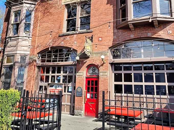 That iconic red door isn't just charming, it's the real deal from when firefighters answered the call here.