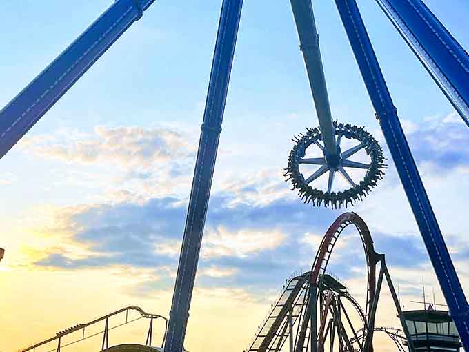 That's your chariot to the sky, framed perfectly against a sunset that almost makes you forget the terror ahead.