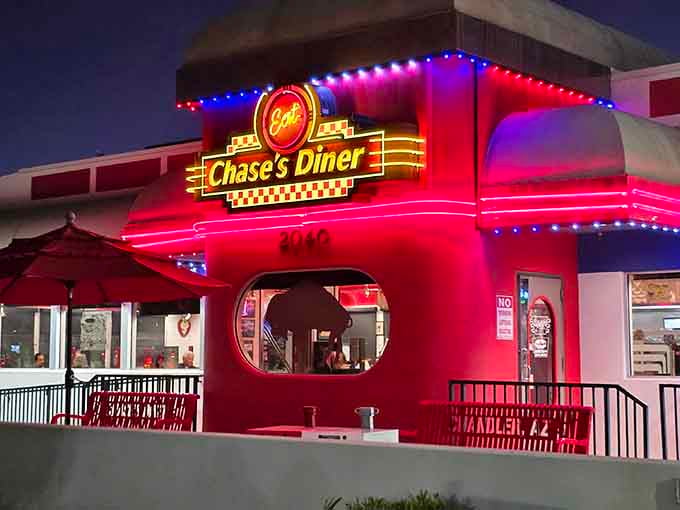 When neon lights up the desert night, you know something magical is happening inside those curved walls.
