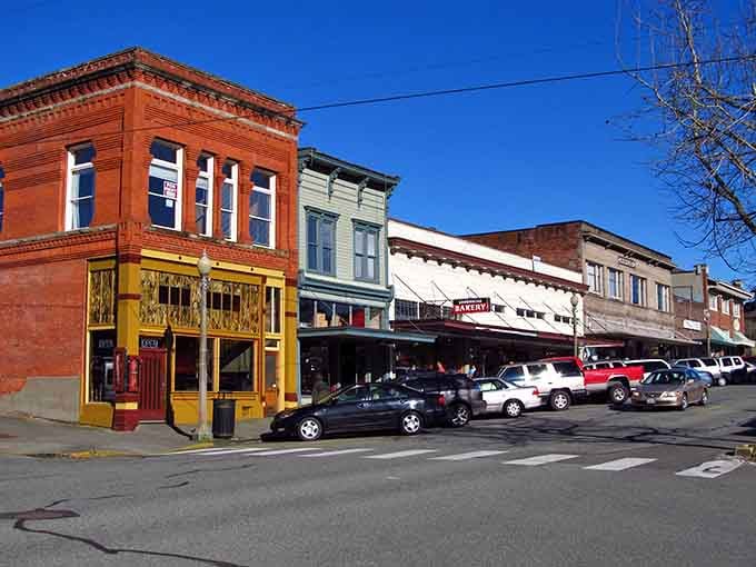 Historic storefronts line Main Street like a perfectly preserved postcard from a time when buildings had actual character.