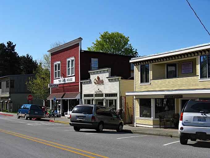 These colorful storefronts look like they escaped from a vintage postcard and decided to stay for good.