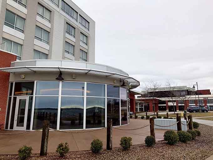 Modern glass walls meet lakeside charm where Pennsylvania's waterfront dining dreams come deliciously true every single day.