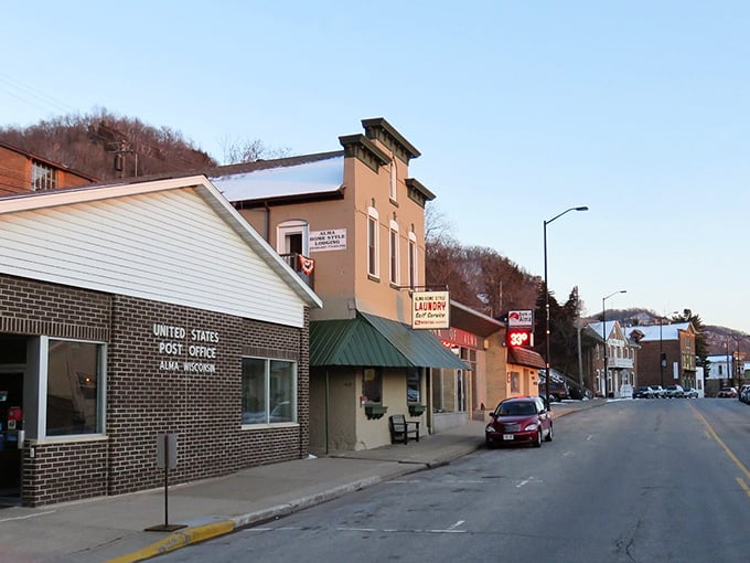 Main Street Alma stretches between bluffs and river, proving small-town charm isn't just a Hallmark movie invention.