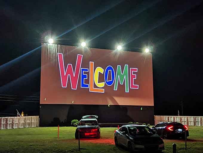 That cheerful "WELCOME" screen is basically giving you a hug before the movie even starts.