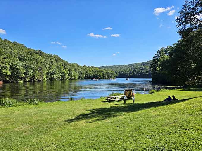 Lake Zoar stretches out like nature's own welcome mat, inviting you to stay awhile and forget your worries.