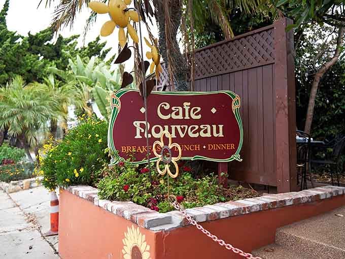 That cheerful sunflower sign isn't just decoration, it's basically a happiness beacon guiding you to brunch paradise.