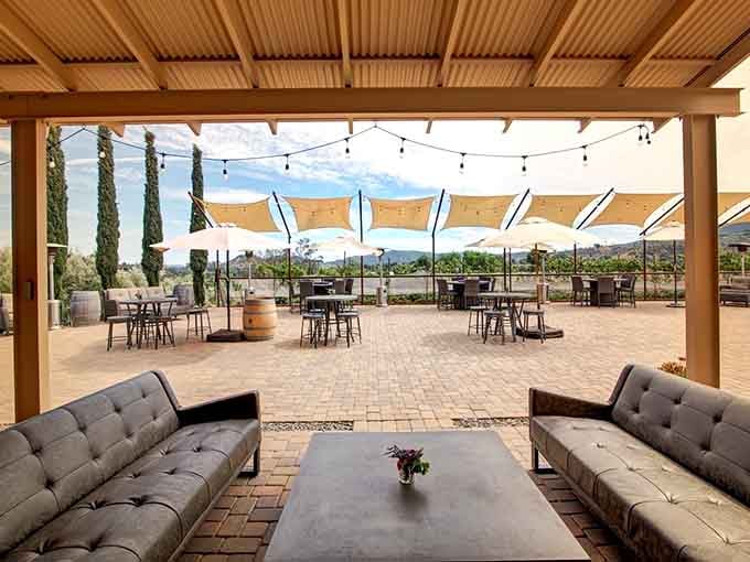 String lights and mountain views create the kind of patio where time slows down deliciously.