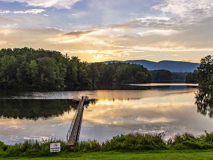 Golden hour at Beaver Creek Lake turns the water into liquid amber and the mountains into silhouettes of pure magic.
