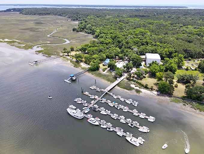 Those white boats lined up at the dock are your chariot to paradise, no car required.