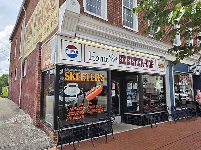 That vintage storefront isn't trying to look retro; it actually lived through the decades when this aesthetic was brand new.