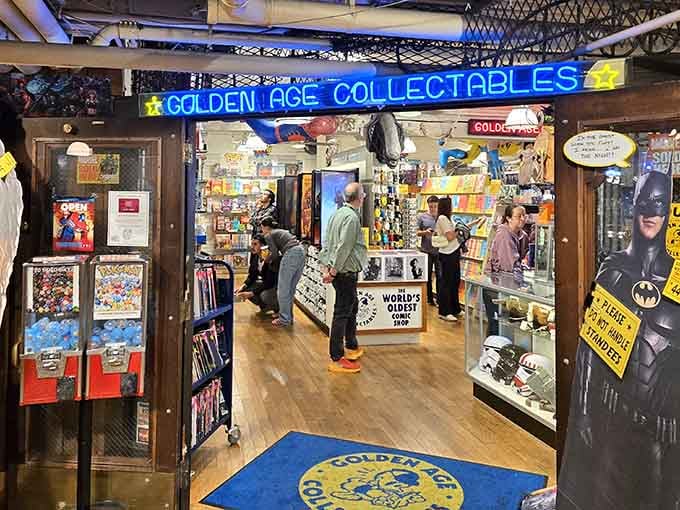 That glowing neon sign isn't just welcoming you in, it's practically begging you to rediscover your childhood dreams.