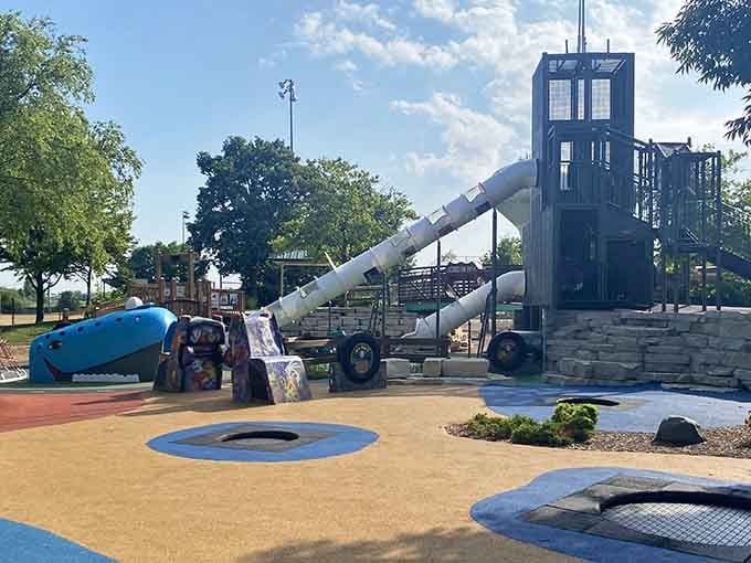 That tower isn't just tall&mdash;it's basically the Willis Tower of playgrounds, minus the terrifying glass boxes.