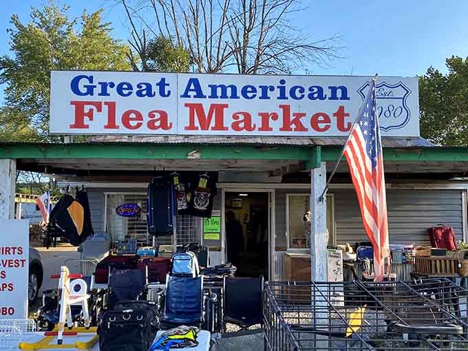 That bold red and blue sign isn't just marking a spot—it's announcing your next great adventure.