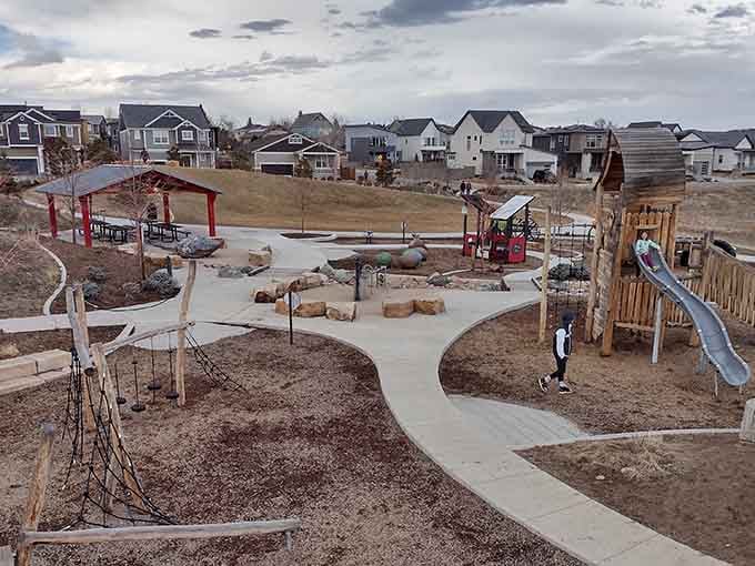 An aerial view reveals just how thoughtfully this agricultural wonderland was designed for families.