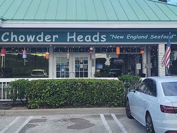 That cheerful signage and colorful buoy collection outside promises New England authenticity in the most unlikely Florida location.