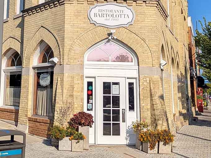 That Gothic archway isn't leading to a cathedral, it's your gateway to pasta paradise in downtown Wauwatosa.