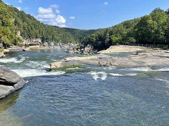 Mother Nature showing off with ancient rock formations that look like a sculptor's masterpiece along the Cumberland River.