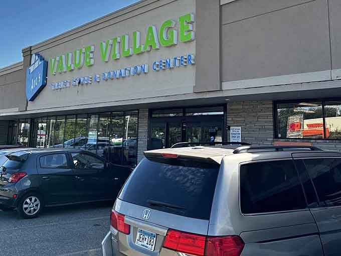 The bright green sign beckons thrift shoppers like a beacon of bargain-hunting hope in Richfield's retail landscape.