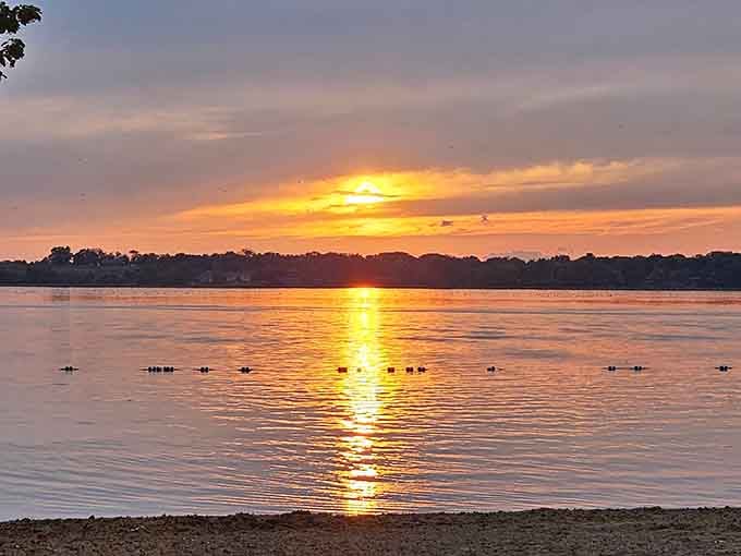 When water catches fire with sunset colors, you know you've found your happy place on Rock Lake.