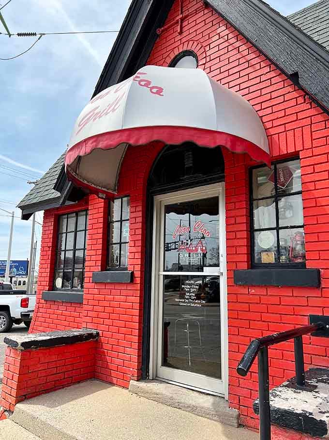 That bright red exterior isn't just paint, it's a beacon calling burger lovers home to happiness.