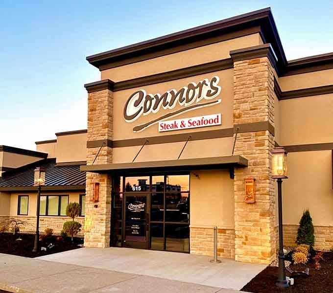 The exterior promises serious steaks and seafood, and unlike most promises, this one actually delivers every single time.