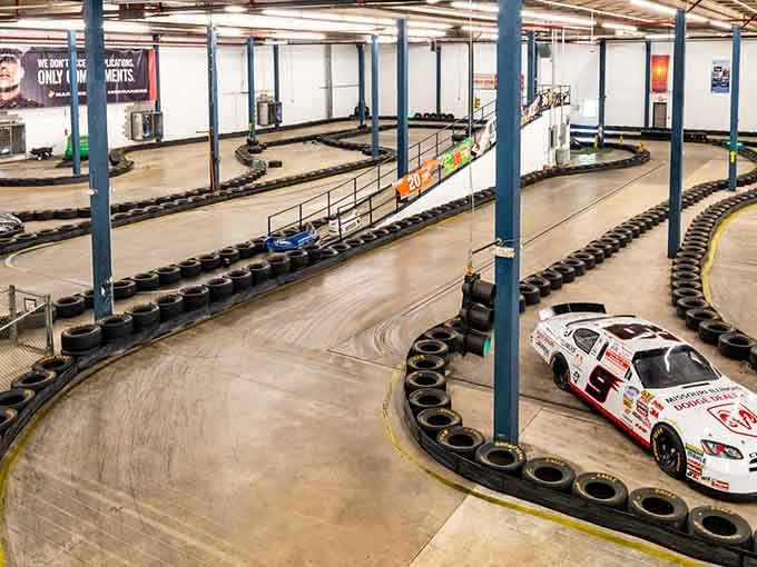 The multi-level track winds through the facility like a concrete ribbon designed by someone who really understands fun.